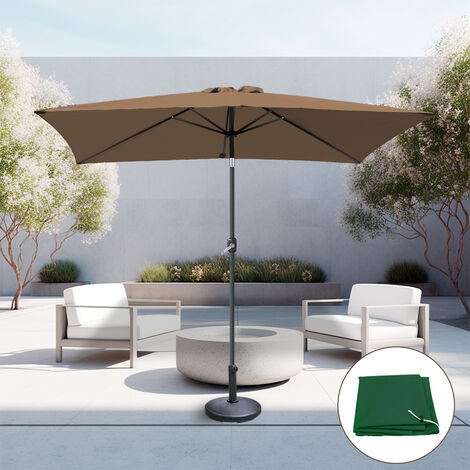 2x3m Garden Rectangular Parasol Sun Shade Umbrella Tilt Crank with Base ...