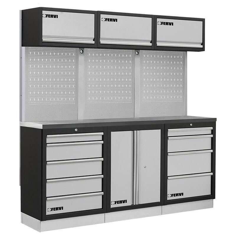 Mobilier atelier modulable avec plateau armoires et tiroirs en inox ...