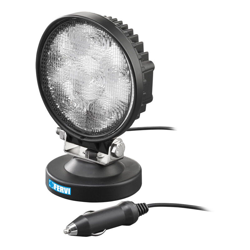 Phare LED rond 12-24v avec base magnetique pour voiture 6 x 3w Fervi ...