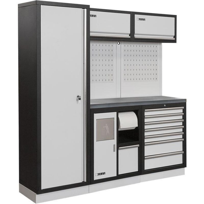 Mobilier atelier modulable avec plateau armoires et tiroirs en inox ...