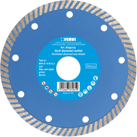 Disque diamant turbo 180 mm Turbo diamond disc 180 mm Fervi d055/180