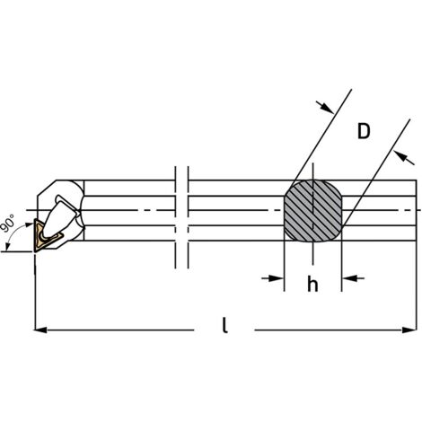 Outil interne 90 degres gauche 20 mm pour tour a metaux