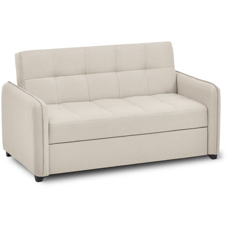 EVERGREENWEB - Divano Letto 2 posti Beige con letto estraibile e ...