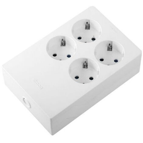 Base múltiple blanca 4 tomas Schuko 3680W 16A 250V