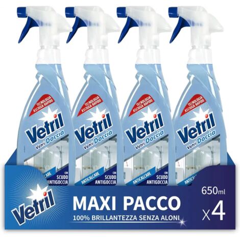 Vetril Natural Spray Vetri 650ml x4 – Detergente Brillantezza No Aloni