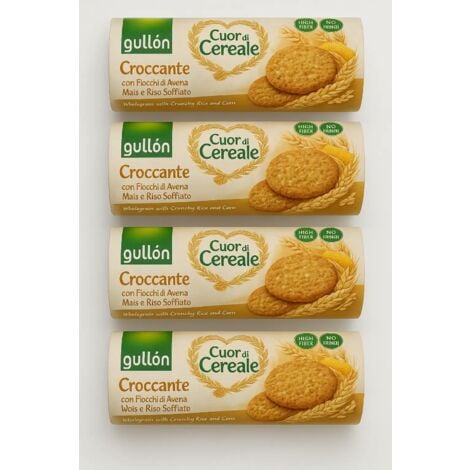 4x Gullon Cuor di Cereale 265g – Biscotti Integrali Avena Mais Riso Soffiato
