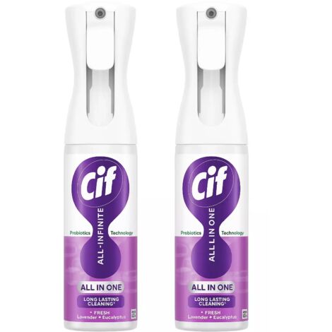 2X Cif Infinite Clean Spray 280ml Lavanda Eucalipto All in One Probiotici