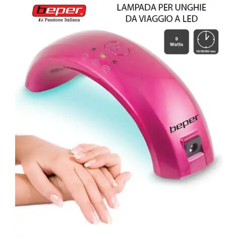 Lampada Fornetto UV 9W con Led per Ricostruzione Unghie Nail Art Gel Mani Fucsia