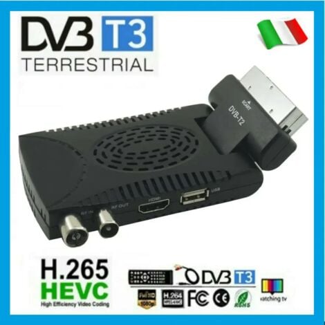 Decoder Digitale Terrestre Scart 4K Dvb-T2 Full HD HDMI Hevc H265 10 bit DVB T3