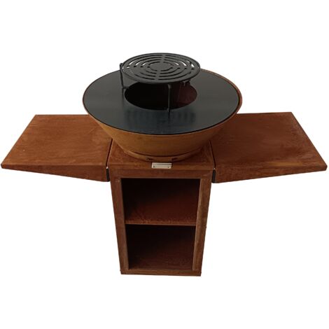 Purline – Barbecue charbon avec plaque ronde 60cm – Acier corten ...