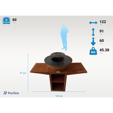 Purline – Barbecue charbon avec plaque ronde 60cm – Acier corten ...