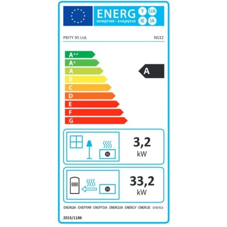 Wasserführender Kaminofen Holzofen Prity NS32 33,2 + 3,2kw EEK-A