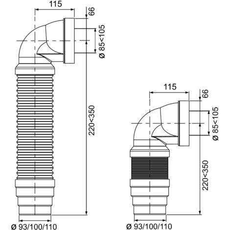 Pipe wc coudée extensible, à coller pour évacuation toilette, Wirquin ...