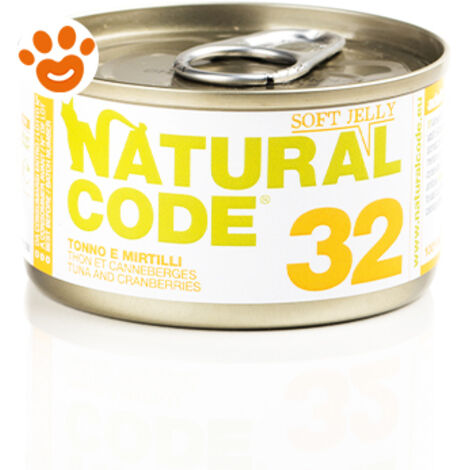 Natural Code Gatto Adulto, in Lattina 85gr 32 Tonno e Mirtilli in Jelly