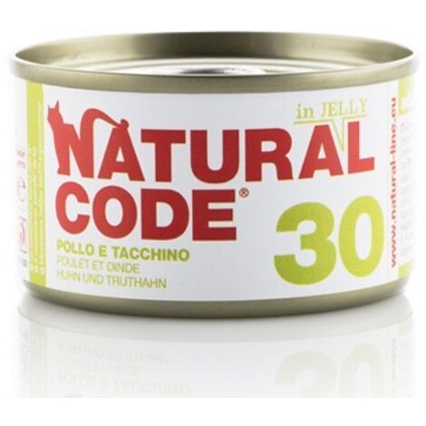 Natural Code Gatto Adulto, in Lattina 85gr 30 Pollo e Tacchino in Jelly