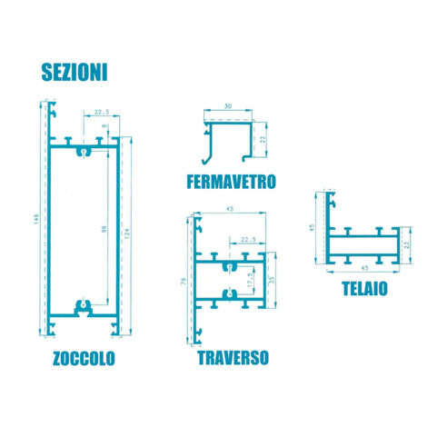 Box Modulare 3 Lati in Alluminio e Vetro Trasparente e Copertura - 4x3 ...