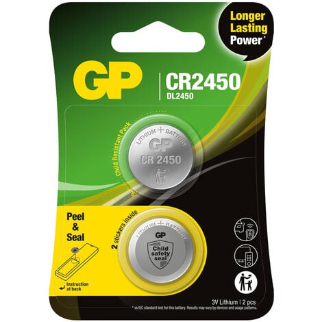 GP Battery Batteria al Litio a Bottone 3V CR2450 (Blister 2 Pezzi)