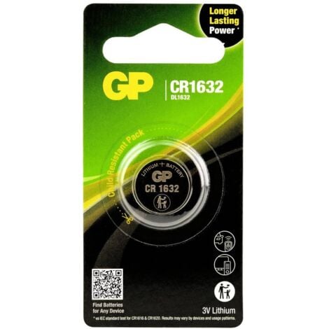 GP Battery Batteria al Litio a Bottone 3V CR1632 (Blister 1 Pezzo)
