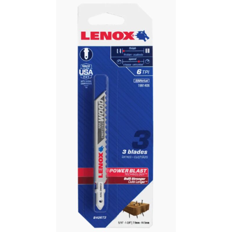 LENOX – Lame de scie sauteuse T‑Shank 6 TPI 4" (101 mm)