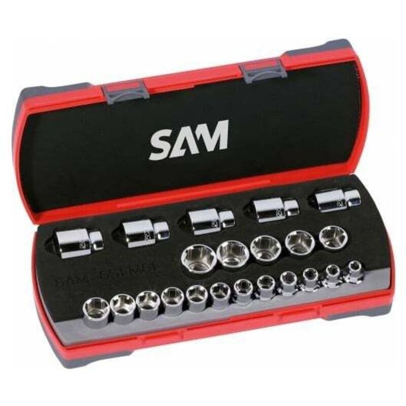 SAM OUTILLAGE - Coffret 22 Douilles 1/2'' 6 Pans
