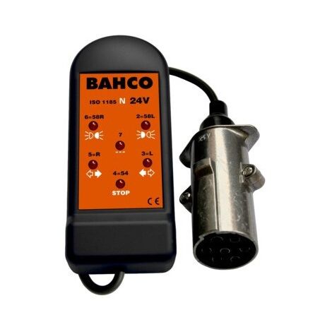 BAHCO - Testeur de prise de courant 7 pôles 24 V (24N). Câble 4 m