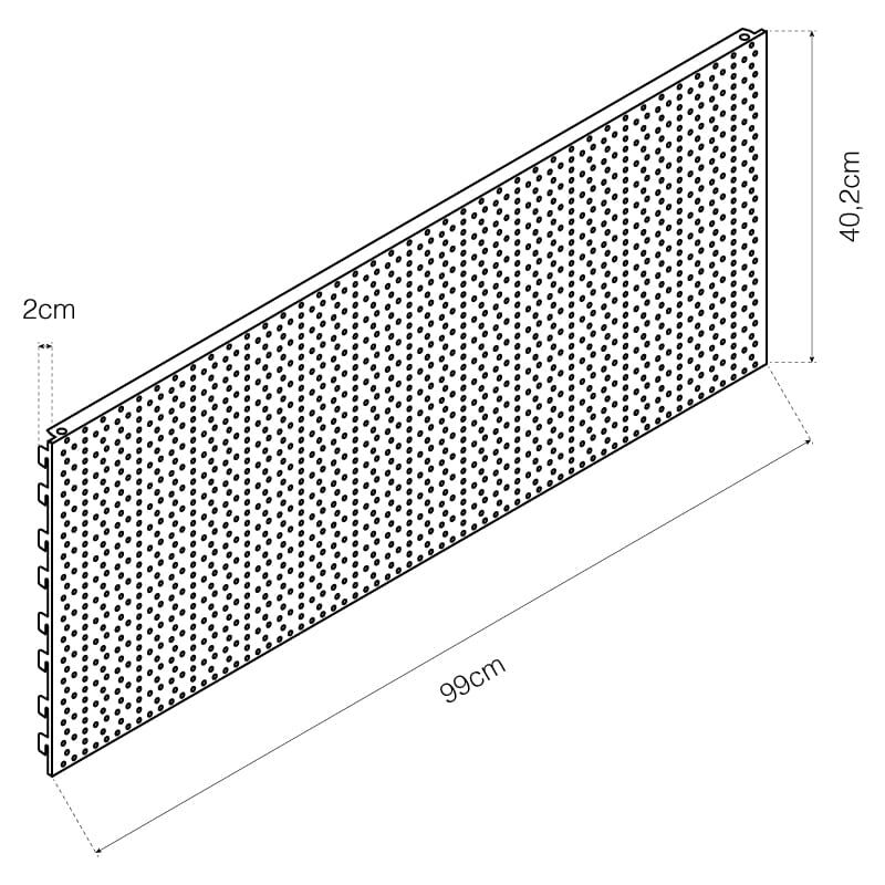 Panel gris trasero perforado 1000x400x20mm basics
