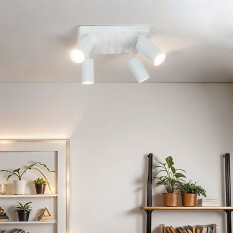 Deckenspot Metall GU10 verstellbar 25 cm breit Weiß 4-flammig Deckenstrahler