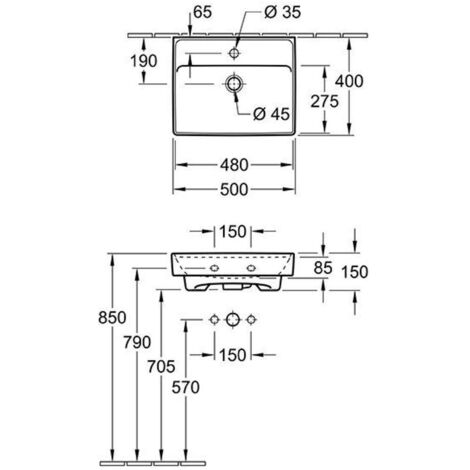 Villeroy & Boch Collaro lave-mains, 1 trou pour robinet, avec