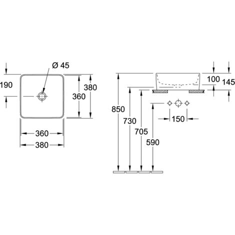 Villeroy & Boch Collaro lavabo à poser, carré, sans trou pour