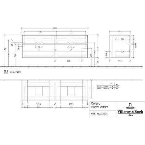 Villeroy & Boch Collaro Meuble sous-lavabo, pour 2 lavabos,