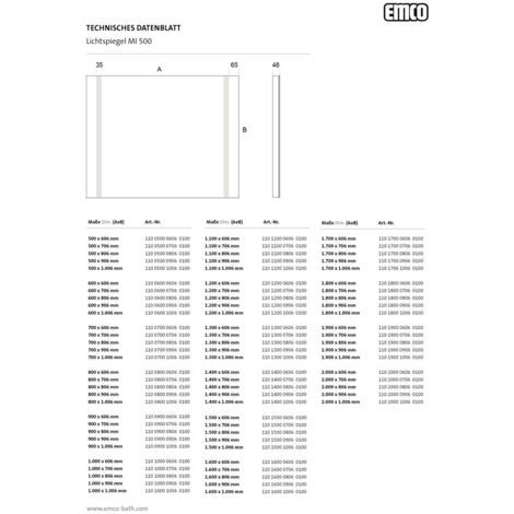 emco MI 500 LED-Lichtspiegel, zwei Lichtausschnitte seitlich,