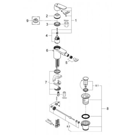 Grohe Eurosmart Cosmopolitan Wanneneinlauf, Wandmontage,