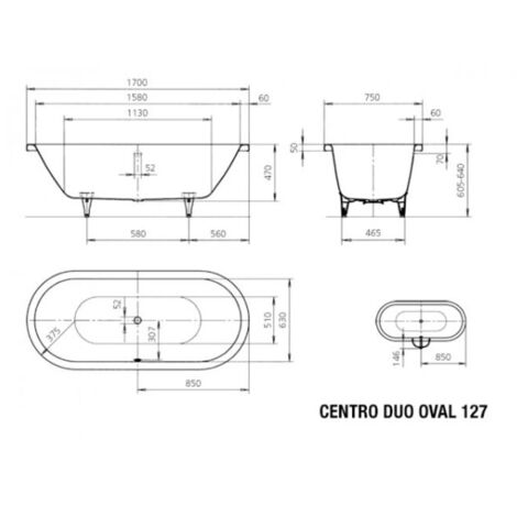 Kaldewei Badewanne CENTRO DUO Oval 127 170x75cm, 282700010001