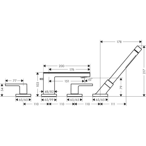 hansgrohe AXOR MyEdition 4-Loch Wannenrandarmatur, 47430600