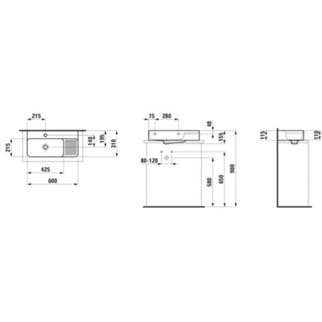 LAUFEN VAL Aufsatzwaschtisch COMPACT, 1 Hahnloch, ohne Überlauf,