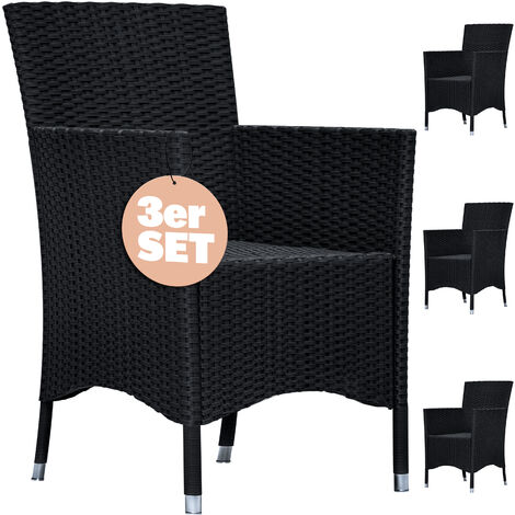 CASARIA® Polyrattan Garden Stackable Armchairs Weatherproof Patio ...