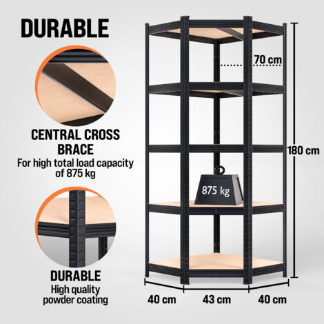 MONZANA® Corner Shelving Unit Heavy-Duty Steel Construction Adjustable ...