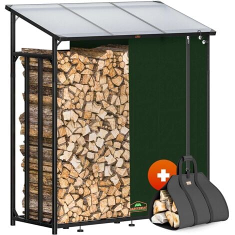 GARDEBRUK® XXL Outdoor Steel Firewood Rack with Polycarbonate Roof ...