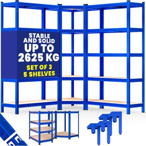 MONZANA® Heavy Duty Corner Shelving Unit Set of 3 15 MDF Panels Garage ...