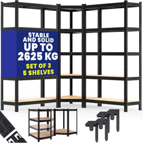 MONZANA® Heavy Duty Corner Shelving Unit Set of 3 15 MDF Panels Garage ...