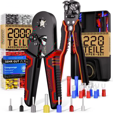 MONZANA® Electricians Square Crimping Pliers & Wire Stripper Set 0.25 ...
