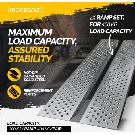 Deuba Loading Ramps 160x22.5 cm Steel Access Ramp Set 2 Pieces 400 Kg ...