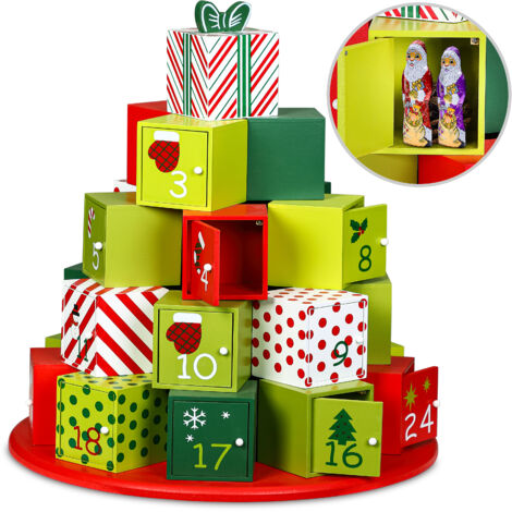 Spielwerk Traditional Wooden Christmas Advent Calendar Reusable Xmas ...