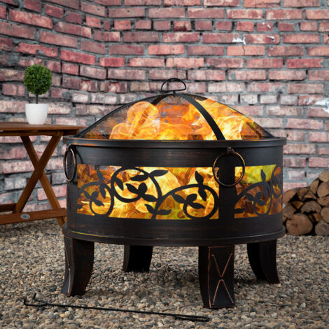GARDEBRUK® Garden Patio Fire Pit Diameter 67 cm Rustic Outdoor Modern ...
