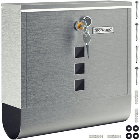 Monzana Letterbox Stainless Steel Silver Post Mail Postbox Wallmount ...