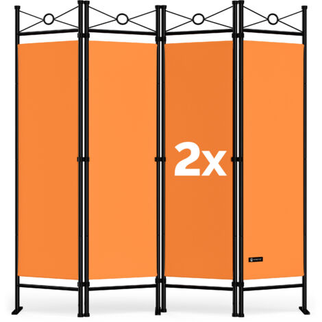 2x Pravent Screen Orange Panel Room Divider Foldable Partition Privacy ...