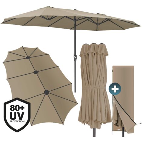 KINGSLEEVE® 4.6m Wide Double Garden Parasol with UV 80+ Protection ...