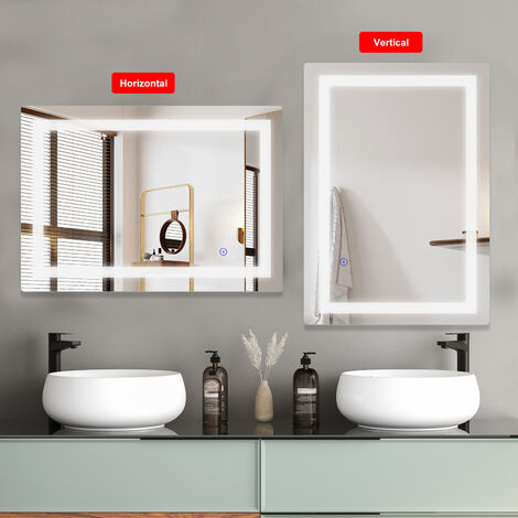 SaniteModar LED Miroir Salle de Bain 50x70cm, Miroir Salle de Bain avec ...