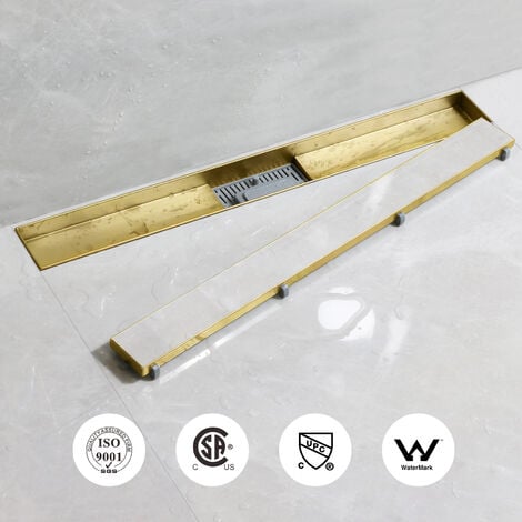 SaniteModar Caniveau de douche doré 70cm, Panneau 2 en 1, Caniveau de ...