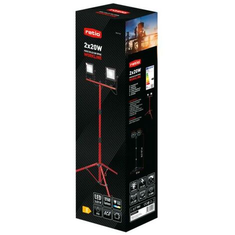 Projecteur double LED DUOLEC WorkLine 5000K 20Wx2 3.760 lm avec trépied ...